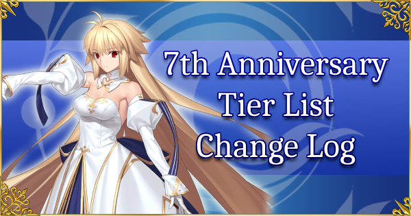 7th Anniversary - Tier List Change Log | Fate Grand Order Wiki - GamePress